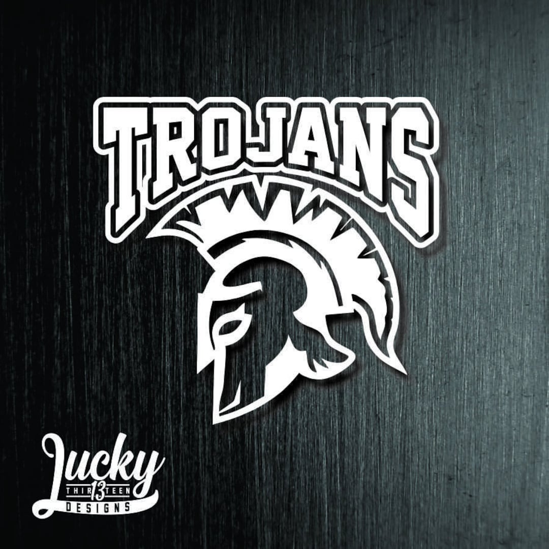 Trojans With Text Vinyl Decal - Etsy