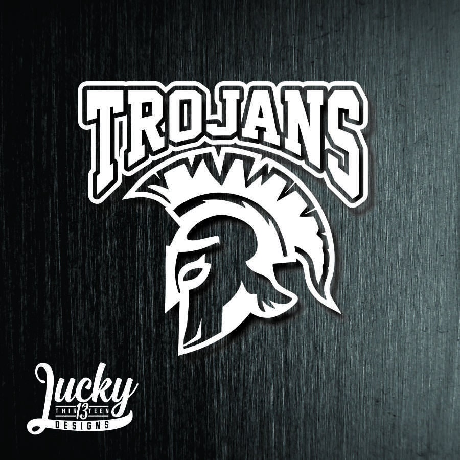 Trojans With Text Vinyl Decal - Etsy