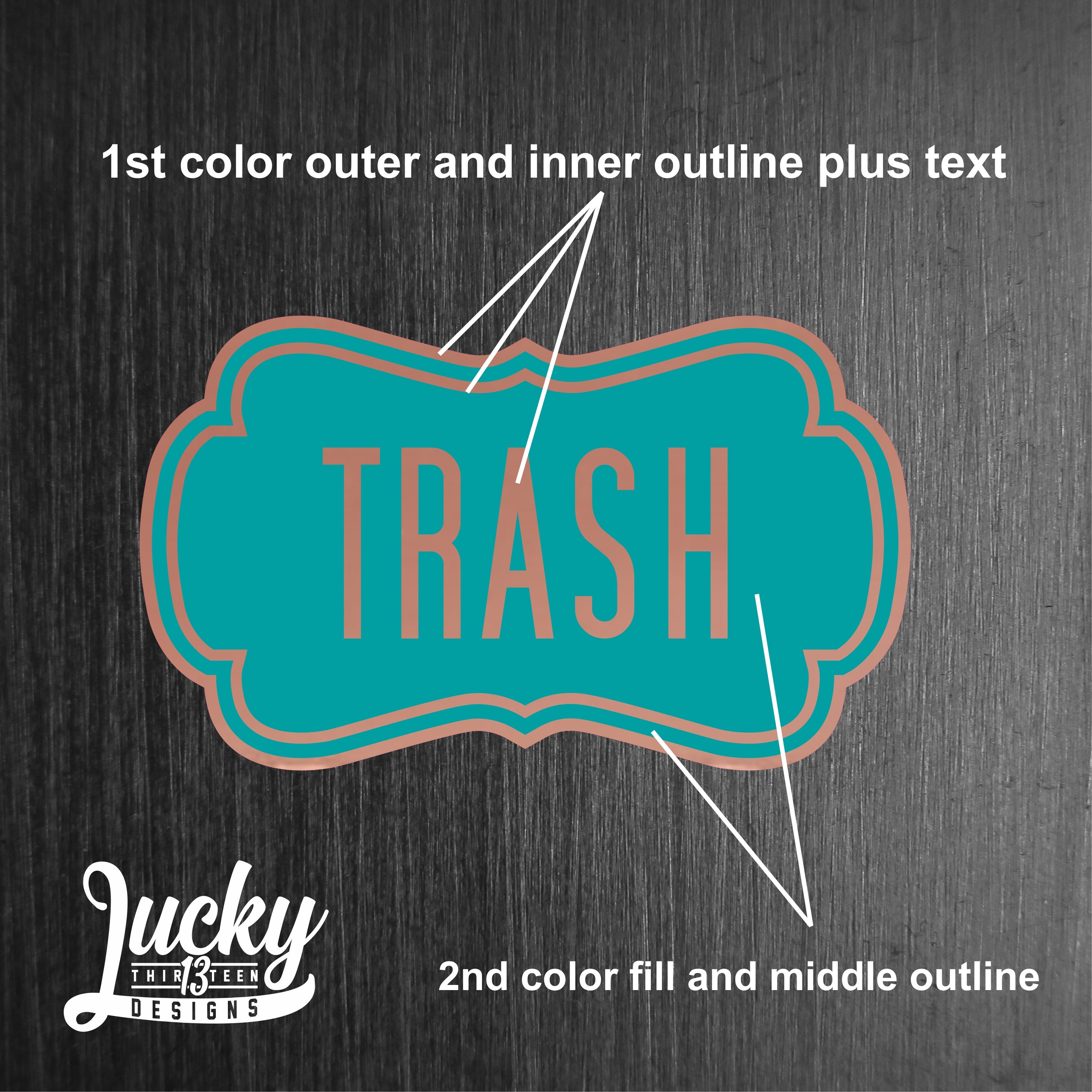 2 Color Fancy Trash and Recycle Decals - Etsy