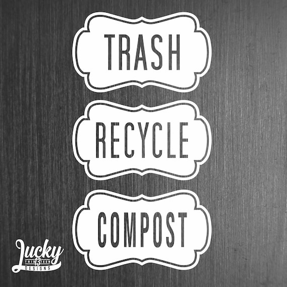 Trash Recycle and Compost Vinyl Decal Set | Etsy