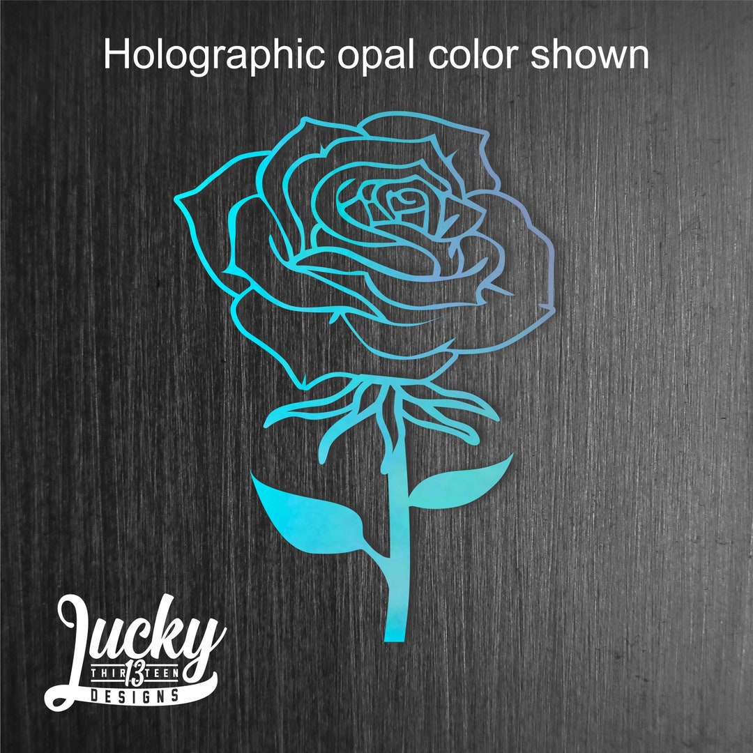 Rose With Stem Vinyl Decal - Etsy