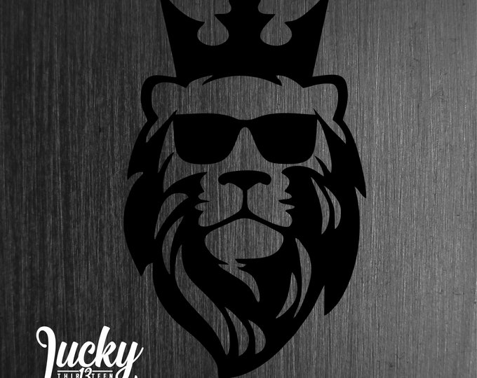 Lion With Crown and Sunglasses Vinyl Decal - Etsy