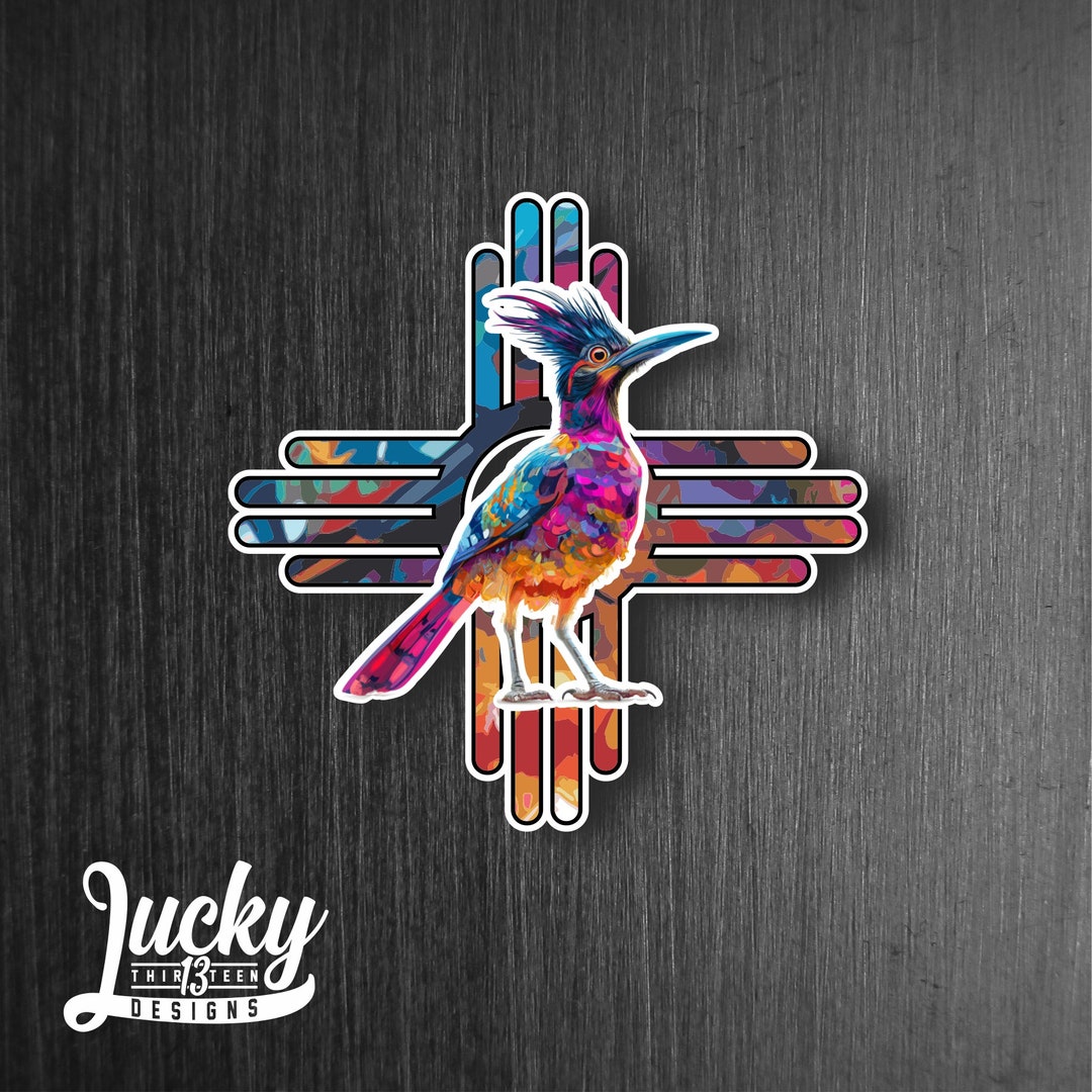 Colorful Zia and Roadrunner Vinyl Decal - Etsy