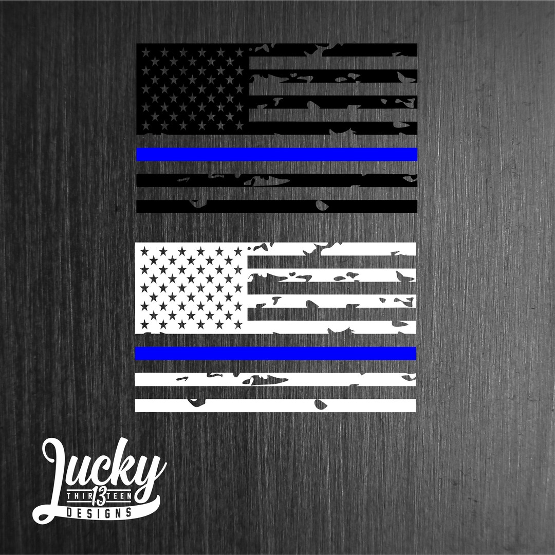 Distressed Thin Blue Line Decal - Etsy