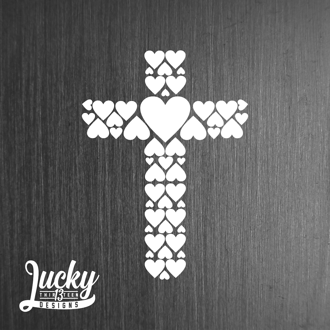 Cross Heart Vinyl Decal - Etsy