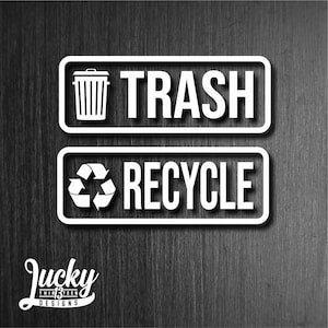 Trash and Recycle Rectangle Vinyl Decal Sticker Set - Etsy