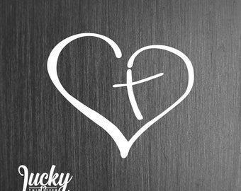 Filigree Cross Vinyl Decal With Cross and Crown Sticker - Etsy