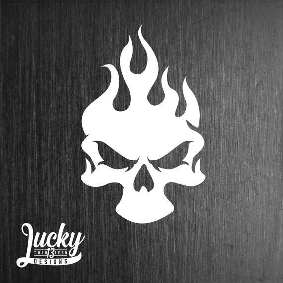 Skull Flame Vinyl Sticker | Etsy