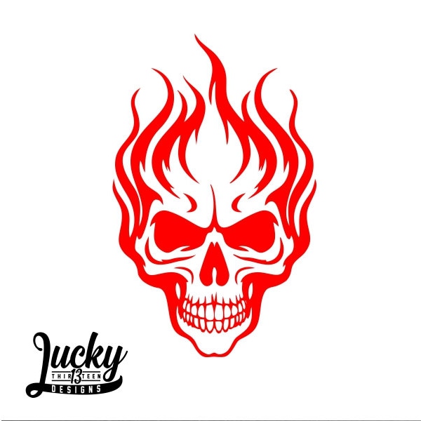 Skull Flames Decal - Etsy