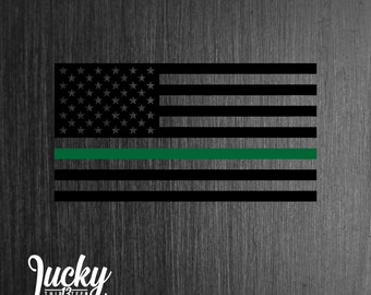 Thin Green Line Flag Decal ,military Decal, American Military Flag ...