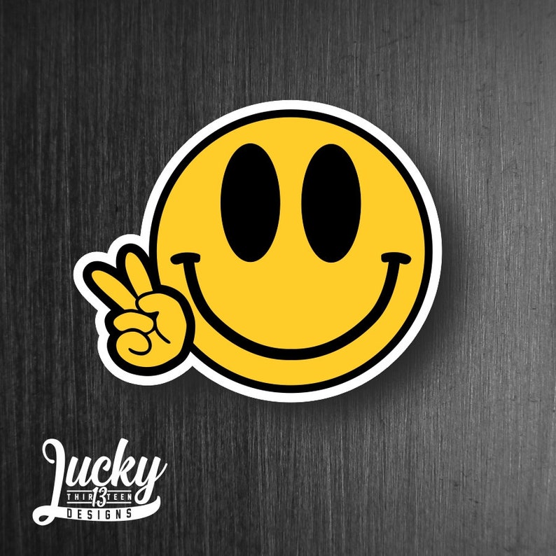 Smiley Face Peace Vinyl Decal - Etsy
