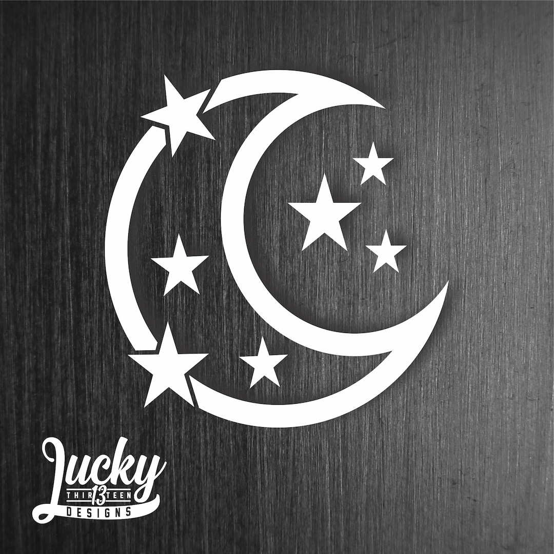Moon and Stars Vinyl Decal - Etsy
