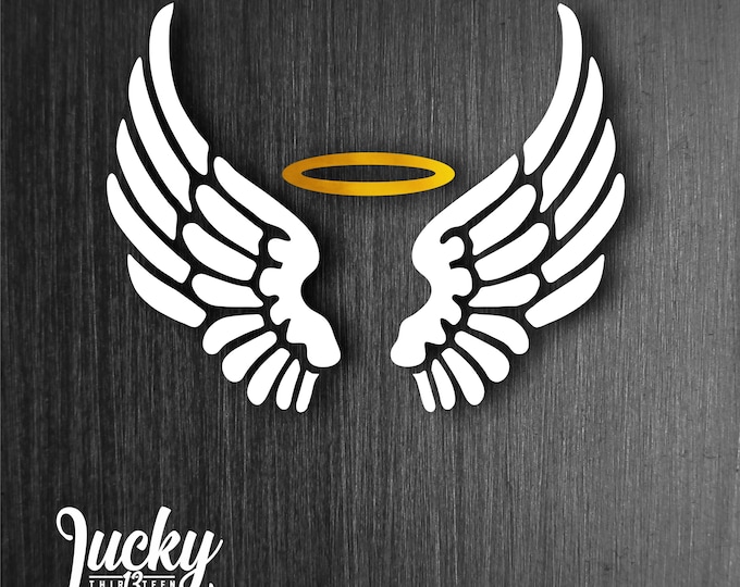 Angel Wings With Gold Halo Decal Sticker - Etsy