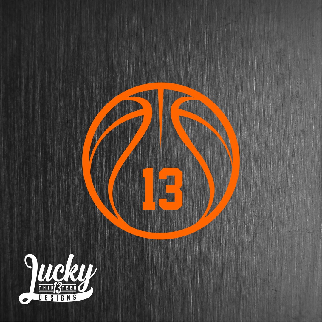 Basketball With Number Vinyl Decal - Etsy
