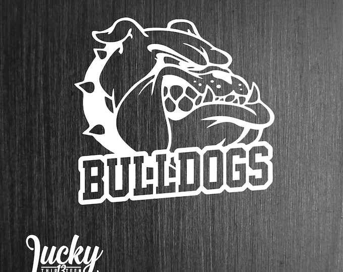 Bulldogs Mascot With Text Vinyl Sticker - Etsy