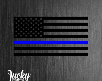 Thin Blue Line LEO American Flag Badge Vehicle Decal. Vinyl Decal. Law ...