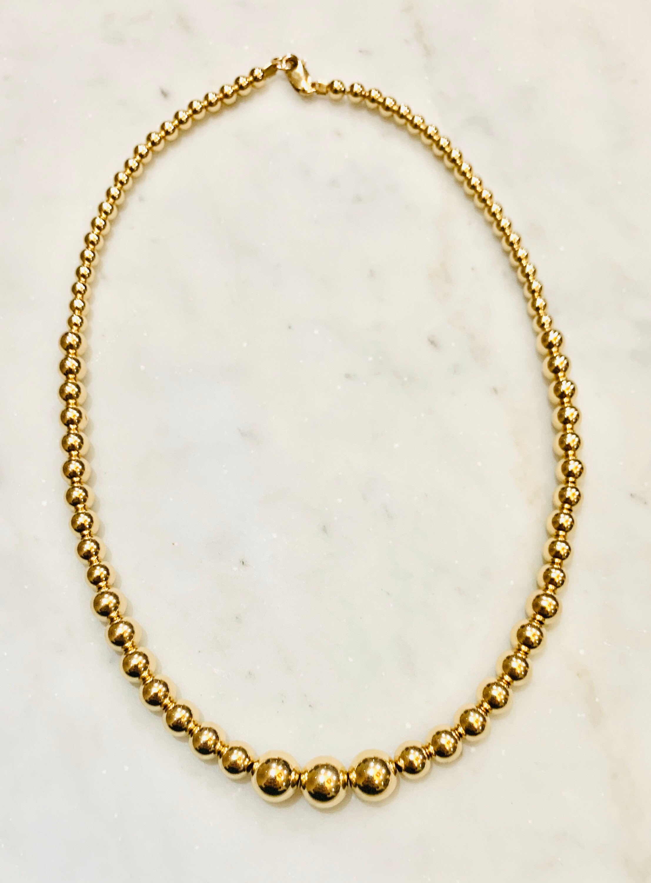 Graduated 14K Gold Filled Beaded Ball Necklace High Polish - Etsy