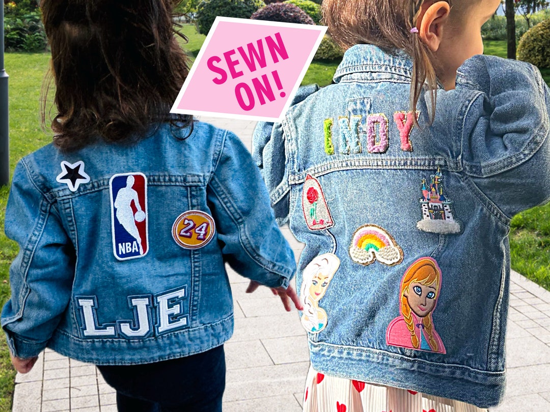 The Boys Girls Jean Jacket With Patches Kids Chenille Letter Patch Jean ...