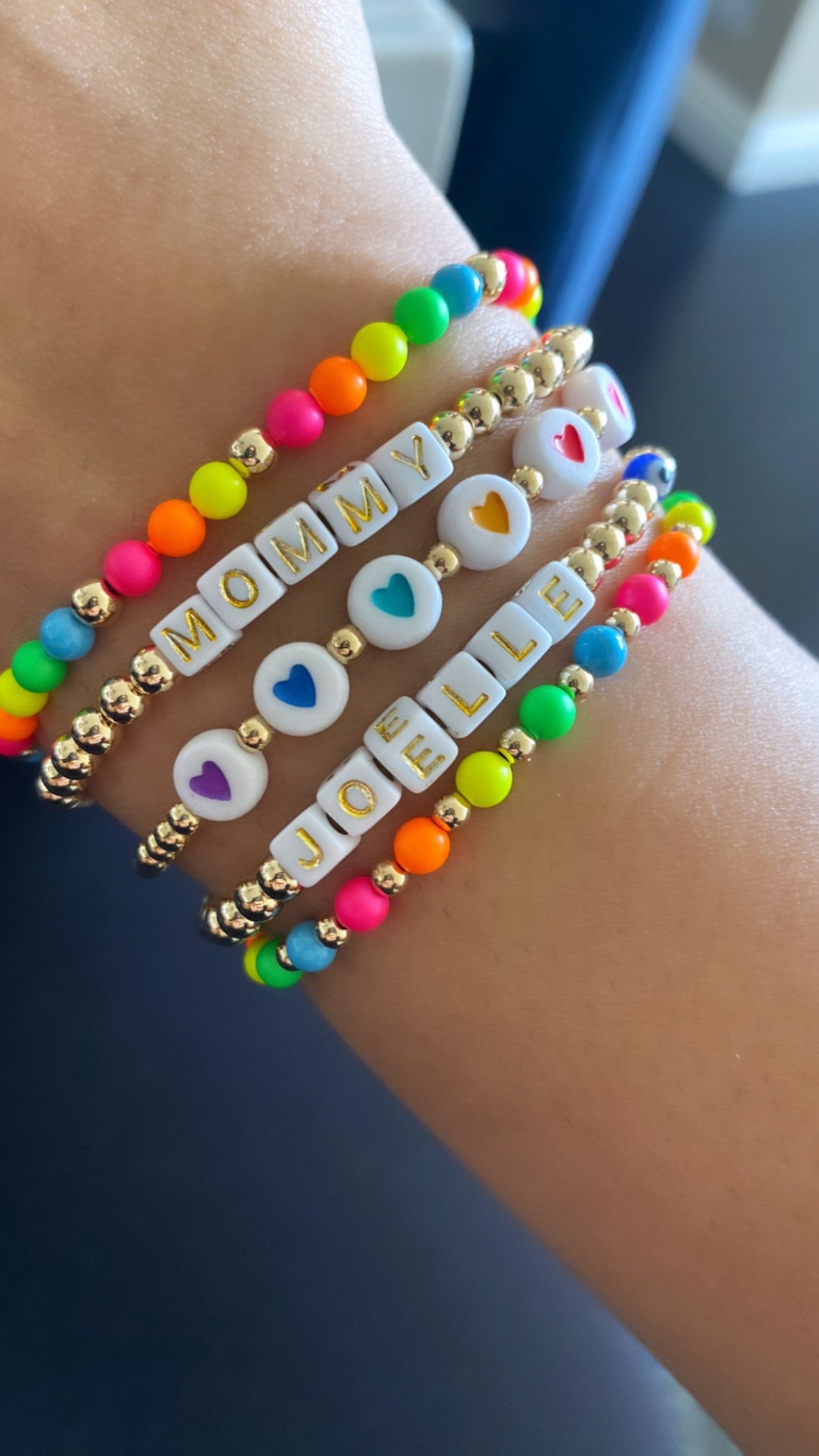 Gold Bead & Neon Bracelet 14K Gold Filled Beaded Ball - Etsy