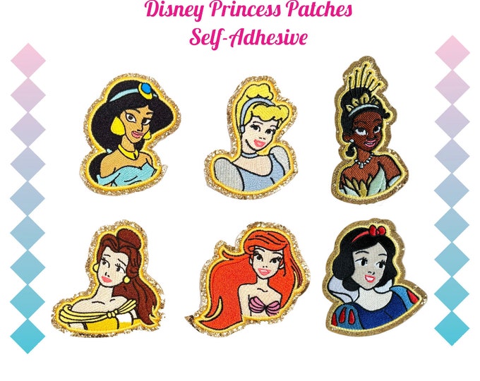 Magical Princess Patches | Self-adhesive Chenille Cinderella, Belle ...