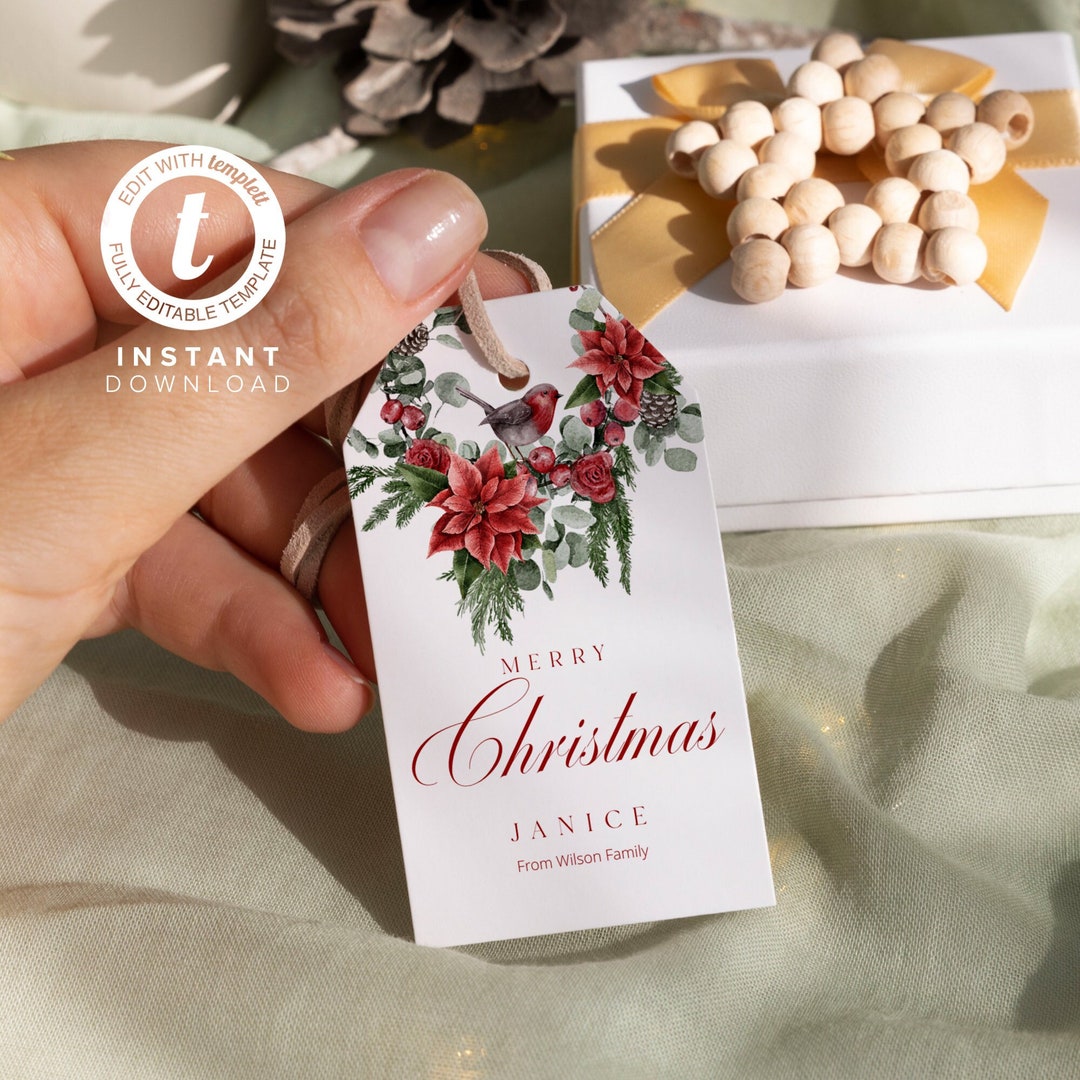 Editable Christmas Gift Tags Template, Holiday Gift Tag Template ...