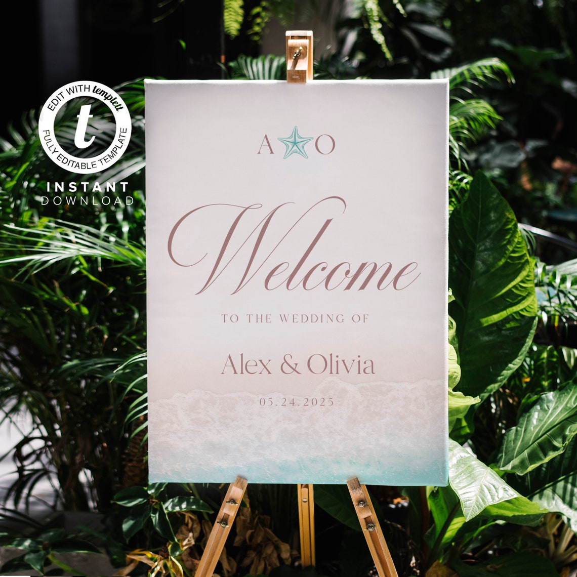 Beach Themed Wedding Welcome Sign Template Summer Ocean - Etsy