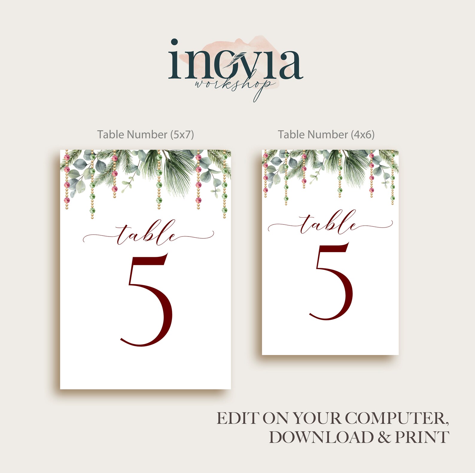 Christmas Printable Table Numbers Template, Holiday Table Numbers ...