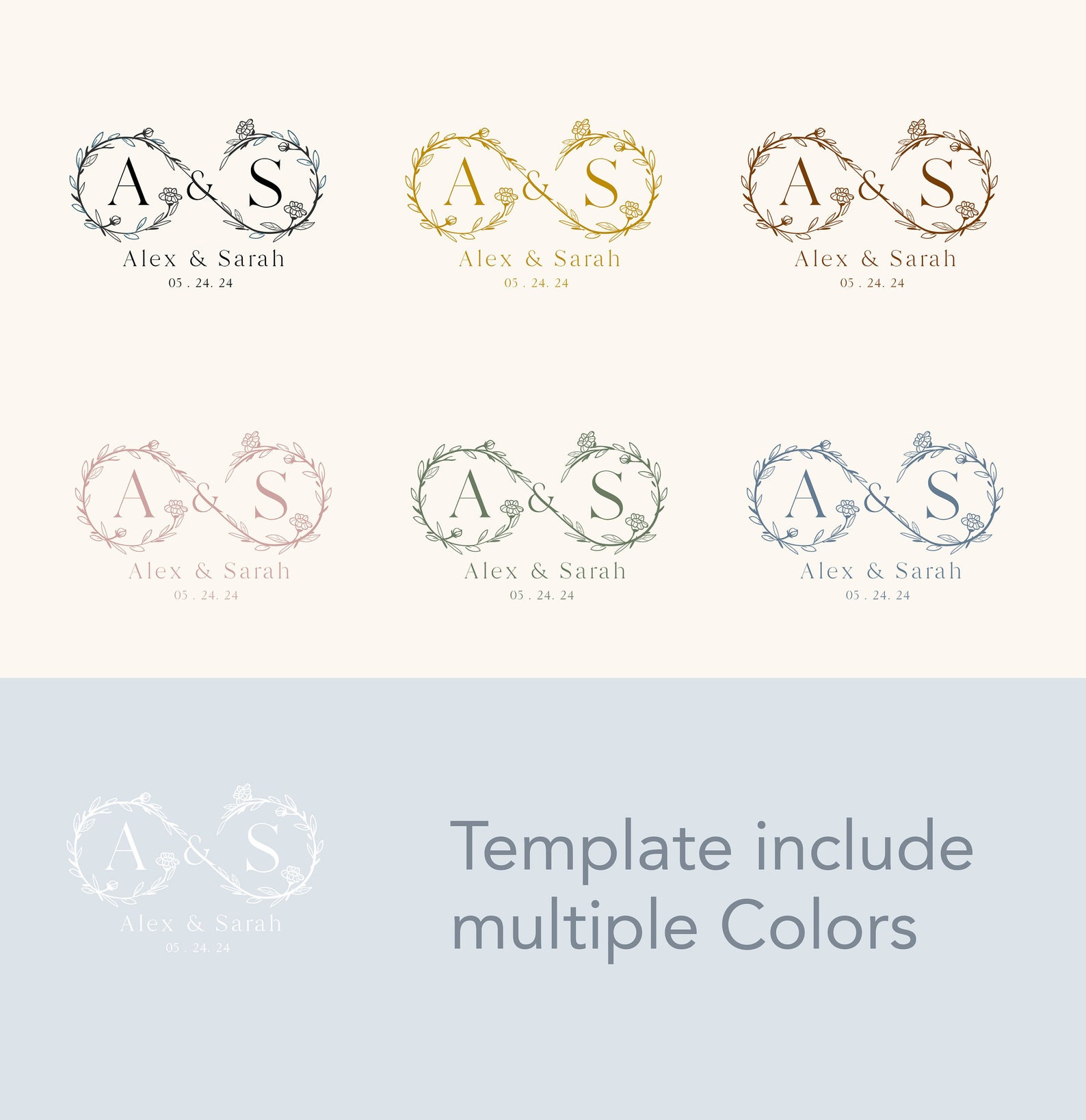 Floral Infinity Wedding Logo Template Editable Wedding Logo - Etsy