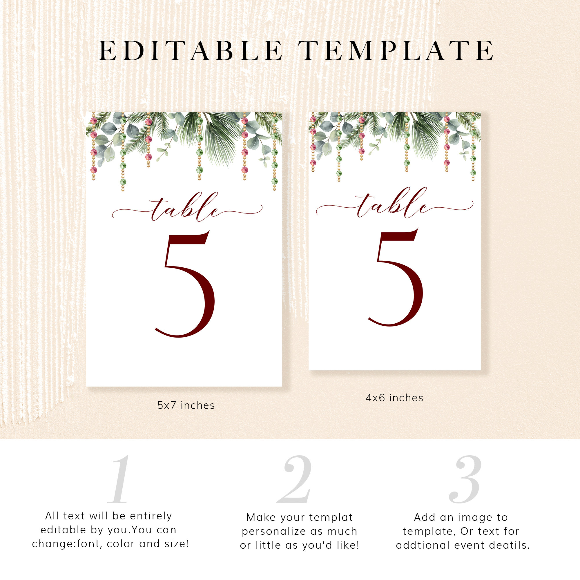 Christmas Printable Table Numbers Template, Holiday Table Numbers ...