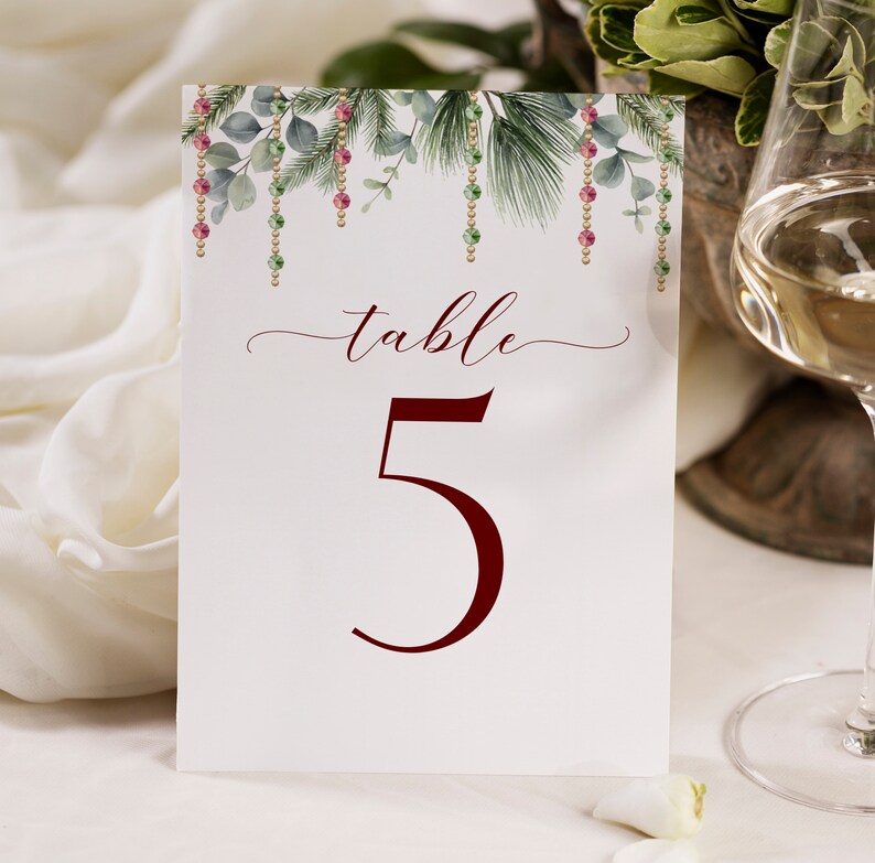 Christmas Printable Table Numbers Template, Holiday Table Numbers ...
