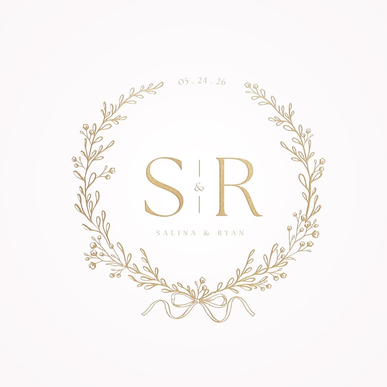 Floral Wedding Logo Template: Editable Monogram Design (digital ...