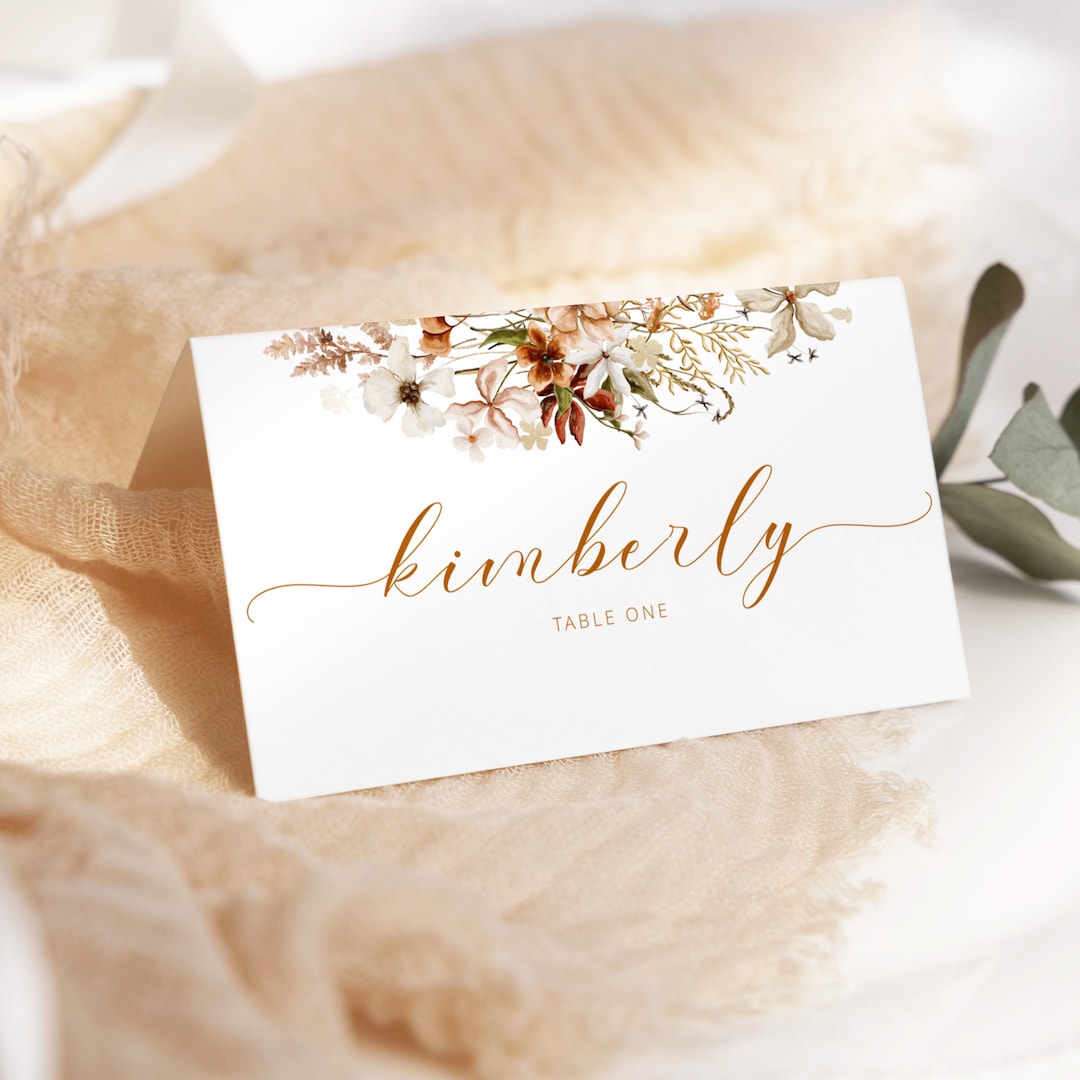 Fall Place Card, Fall Wildflower Seating Name Card Template,fall ...
