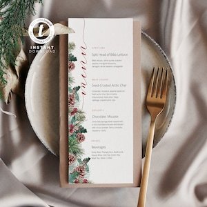 Christmas Menu Template, Winter Wedding Menu, Editable Christmas Menu ...
