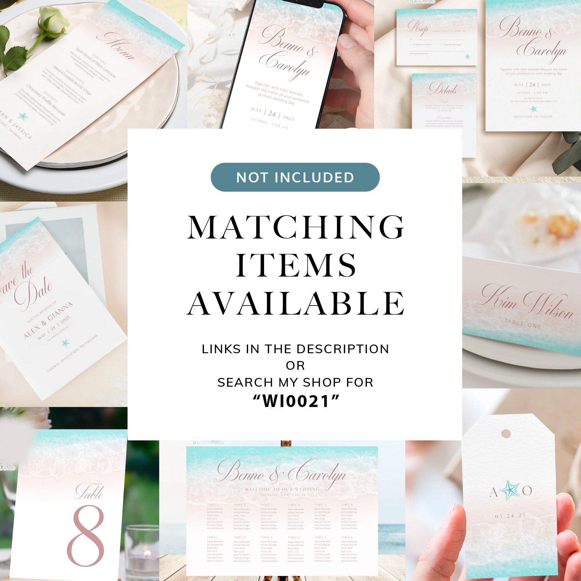 Summer Beach Sand Wedding Seating Chart & Table Card Template Bundle ...