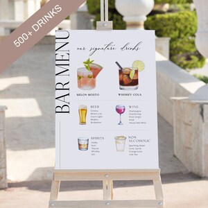 Editable Bar Menu Template, Editable Drink Menu Template, Minimalist ...