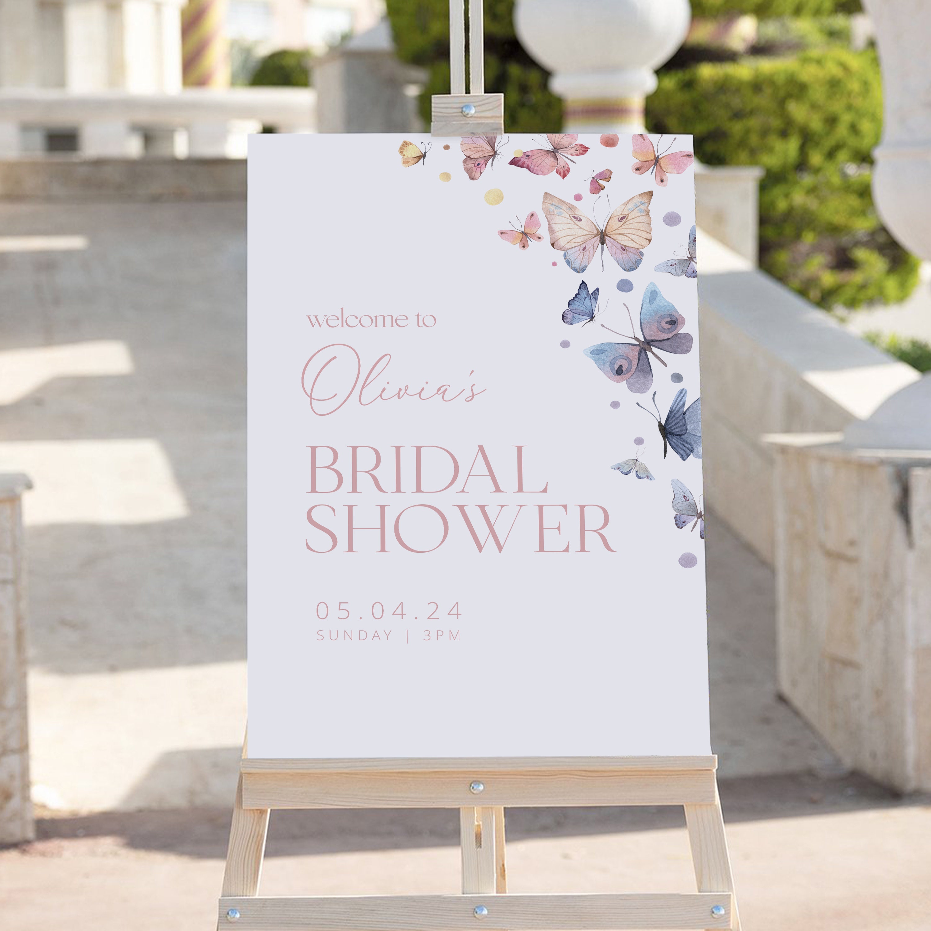 Butterflies Bridal Shower Sign Template Butterfly Welcome - Etsy