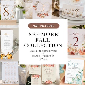 Fall Wildflower Pumpkin Wedding Table Number Template, Editable Number ...