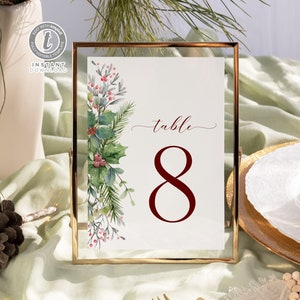 Editable Christmas Table Numbers Template, Holiday Table Numbers ...