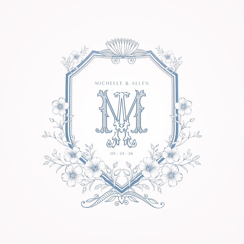 Vintage Wedding Crest, Vintage Monogram Logo Design Template,wedding ...