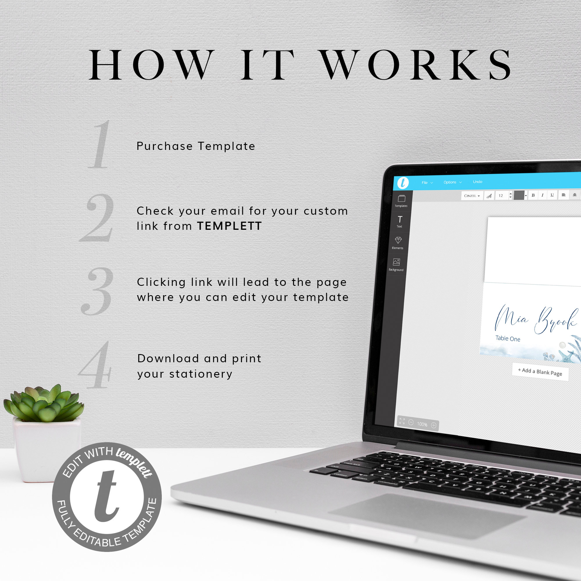 Blue Ocean Theme Place Card Template,summer Beach Card Template ...