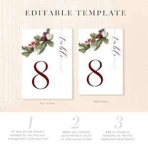 Christmas Table Numbers Template, Holiday Table Numbers, Winter Wedding ...