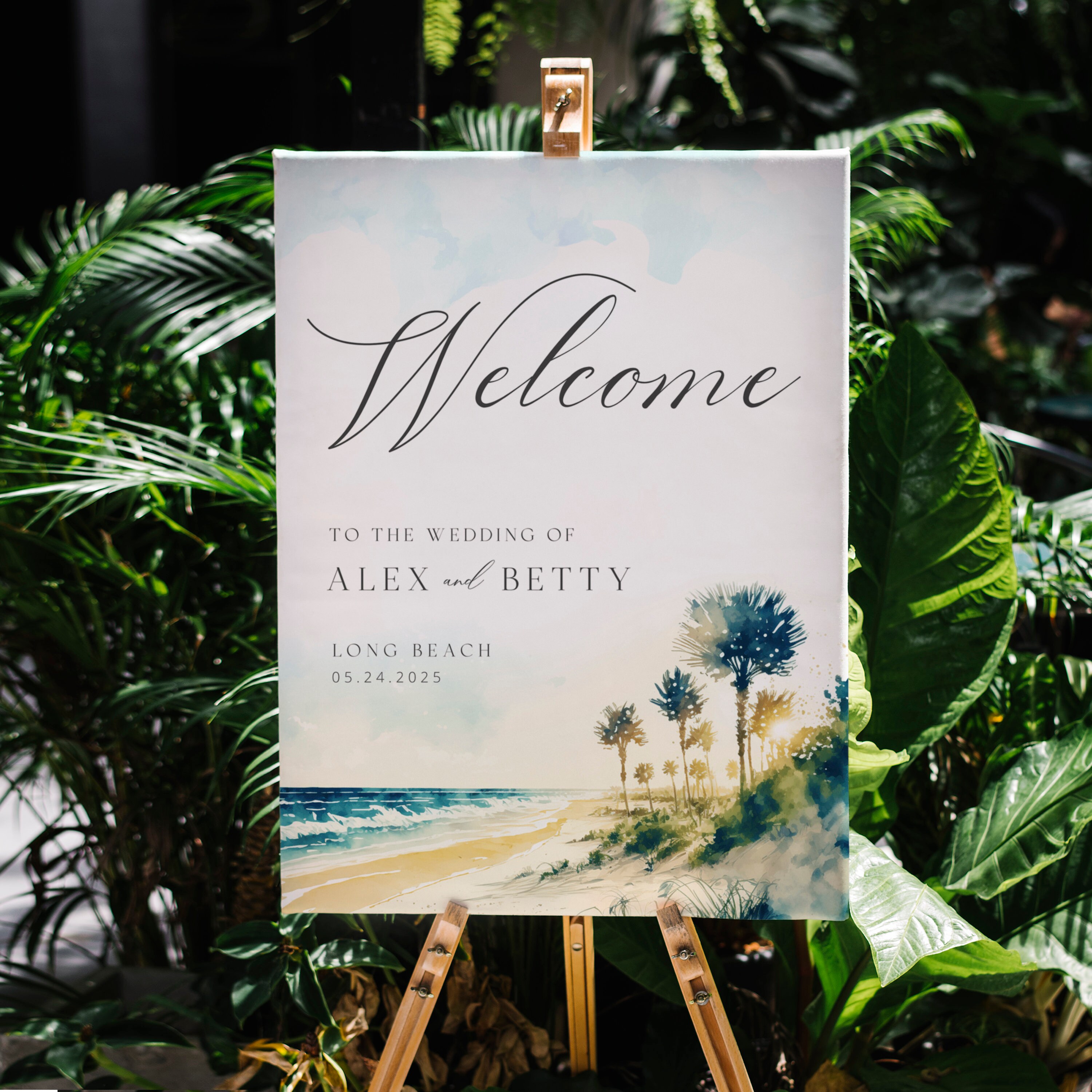 Beach Ocean Wedding Welcome Sign Template, Ocean Wedding Sign Printable ...