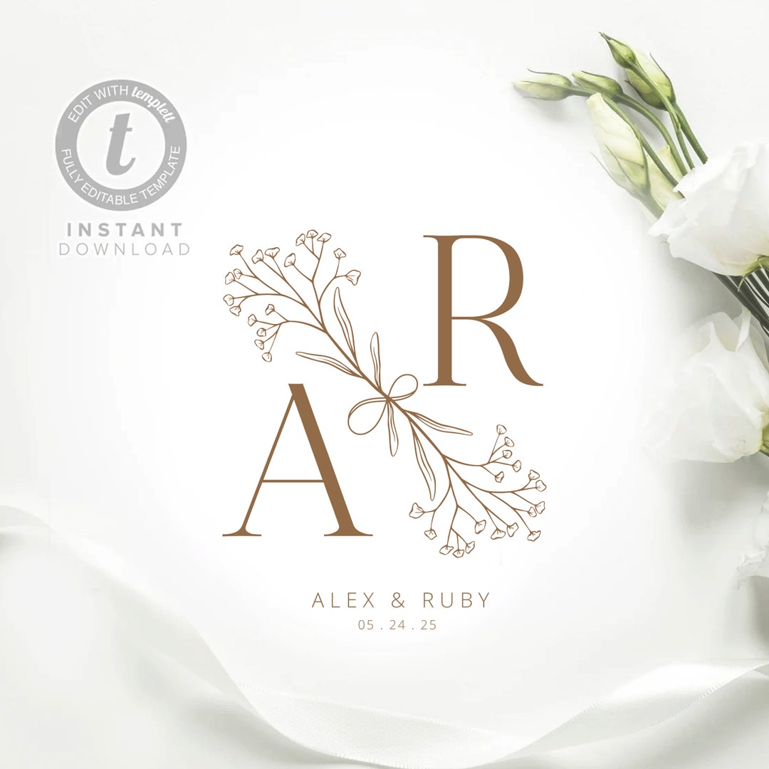 Multiple Color Floral Wedding Logo,editable Template, Wedding Monogram ...