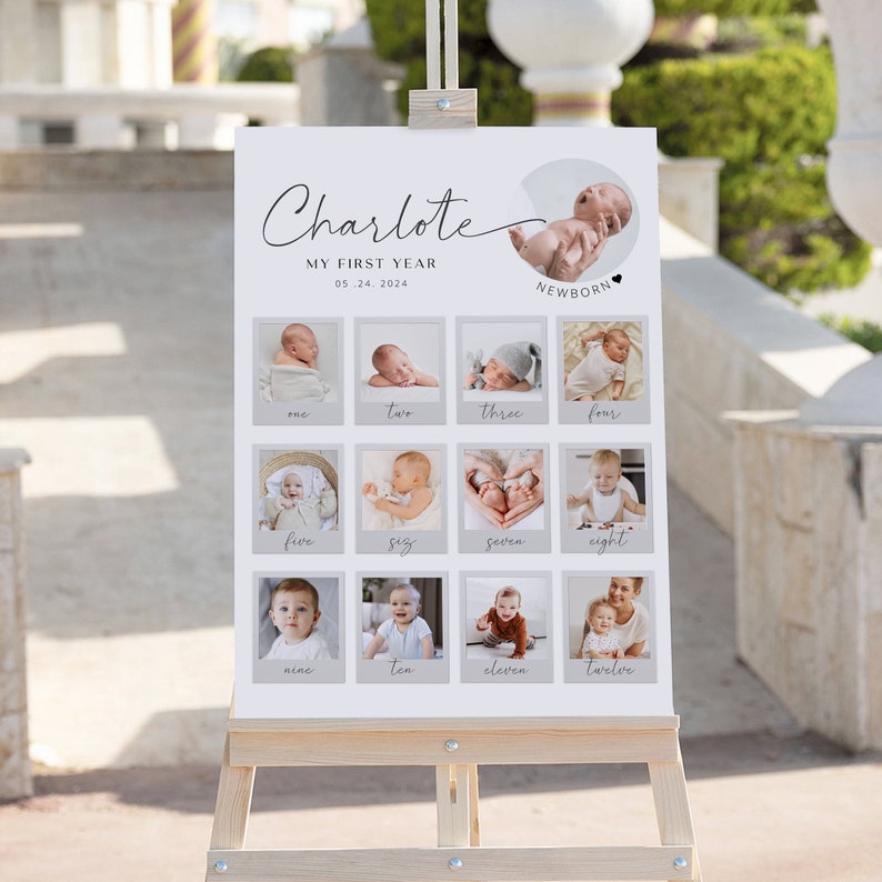 Printable One Year of Baby Photo Template | Editable First Birthday ...