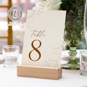 Printable Boho Table Number Card Template, Modern Wedding Table Numbers ...