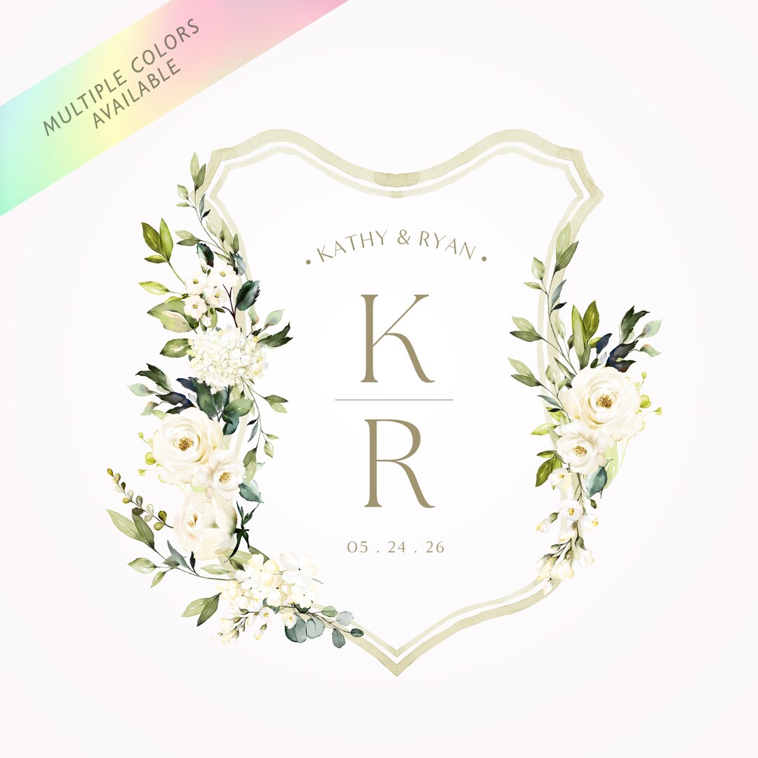 Editable Floral Crest Logo Template, Wedding Logo Branding,premade Logo ...