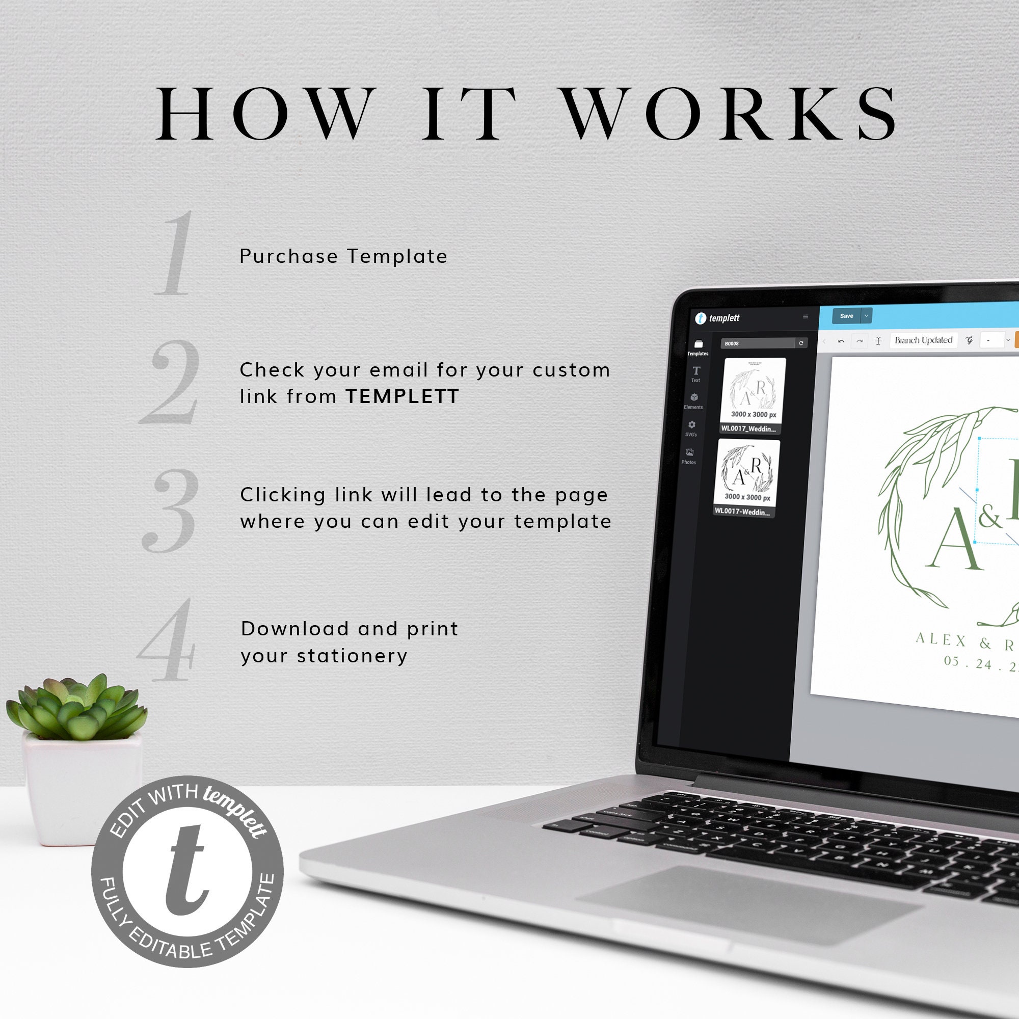 Editable Logo Template, Wedding Logo Branding, Premade Custom Logo ...