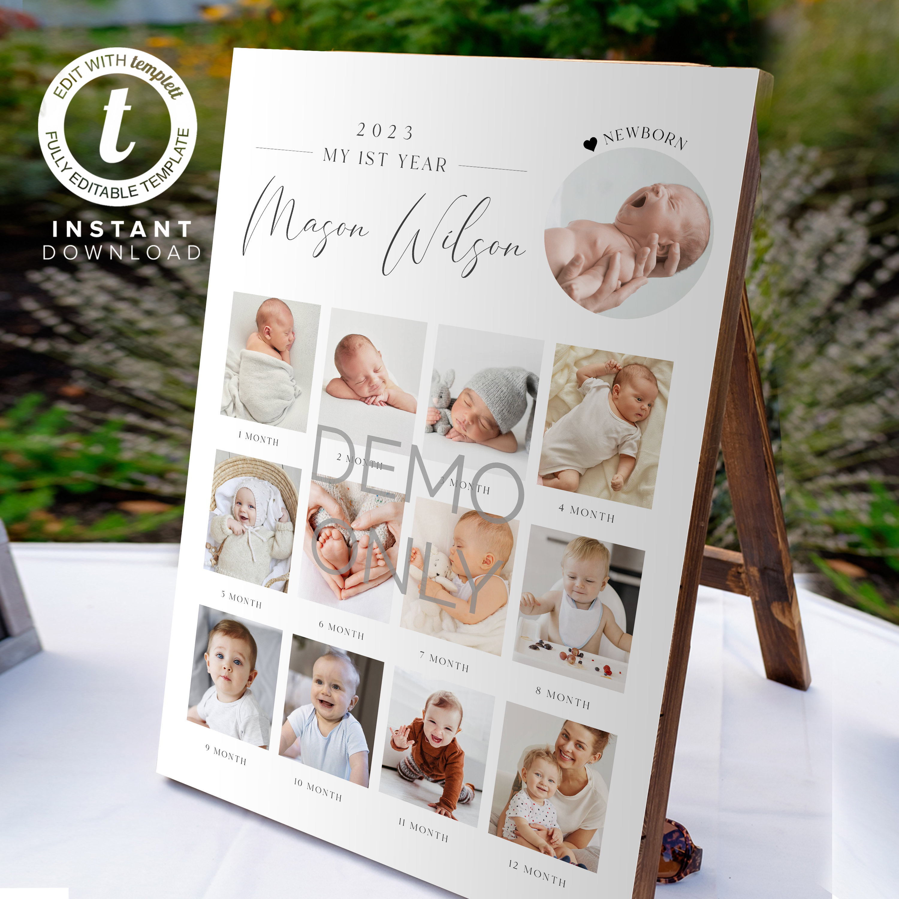 One Year of Baby | Printable Baby's First Year Photo Poster Template ...