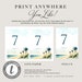 Beach Ocean Themed Wedding Table Number Card Template, Editable Palm ...