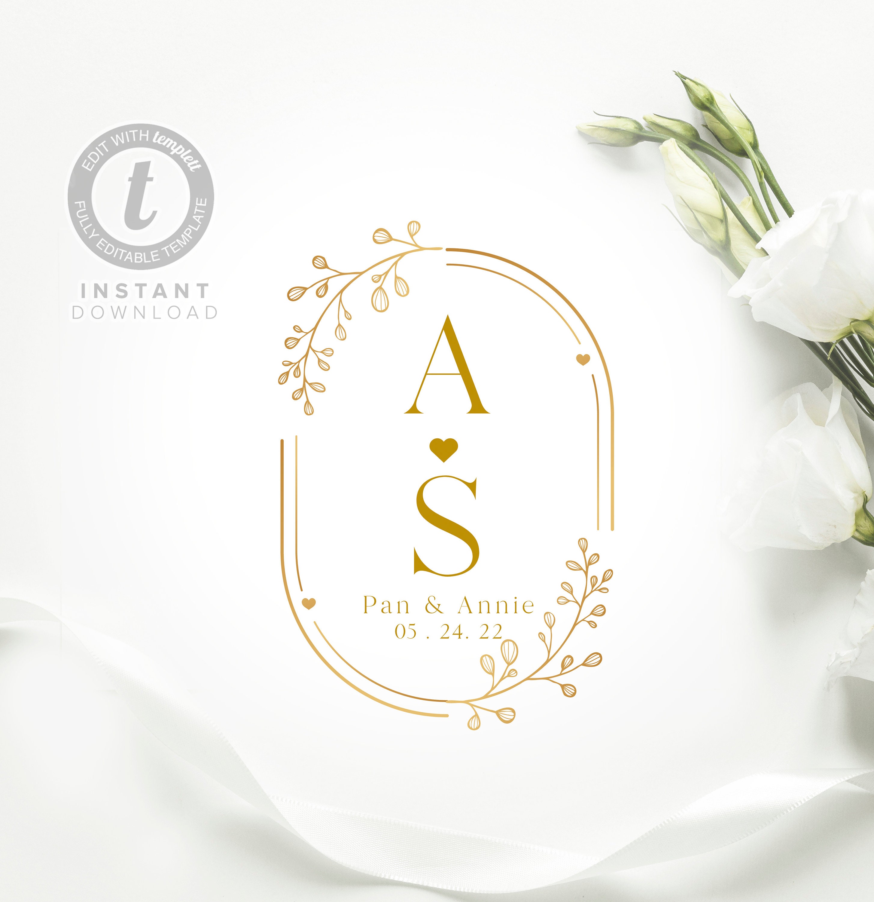 Multiple Color Floral Wedding Logo,editable Template, Wedding Monogram ...